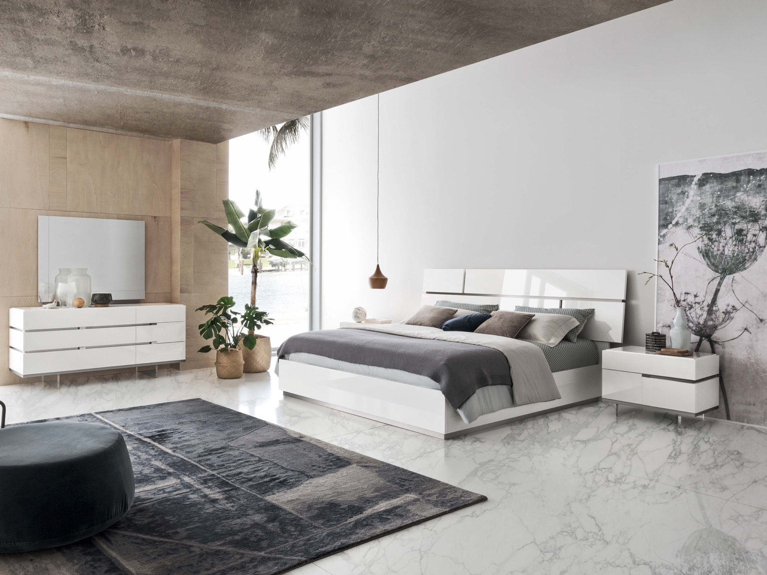 Alf Italia Artemide CK Bedroom Set 3pc - Furnitalia | Sleek White Gloss ...