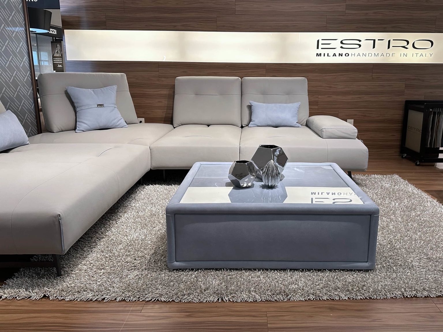 Estro Milano Manhattan 4pc Sectional Light Grey - Furnitalia | Contemporary Italian Furniture ...
