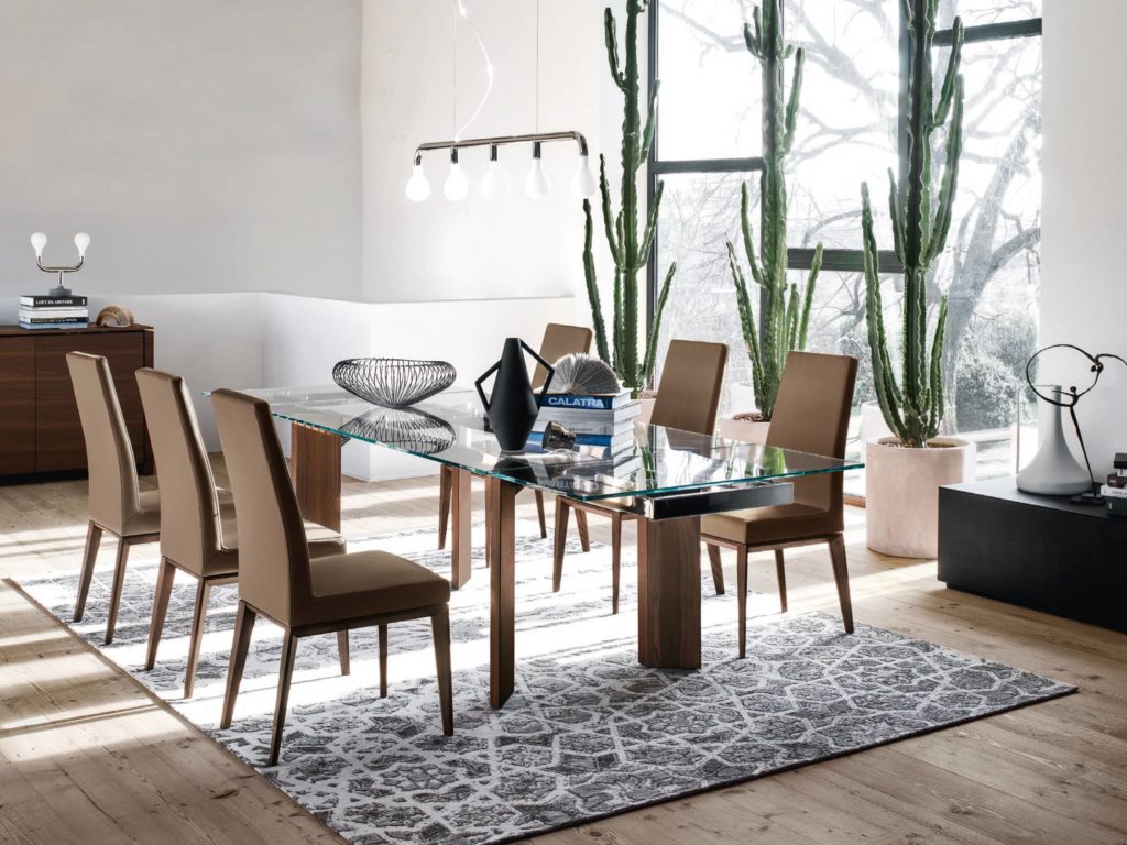 Calligaris Tower Extendable Dining Table Glass Top - Furnitalia ...